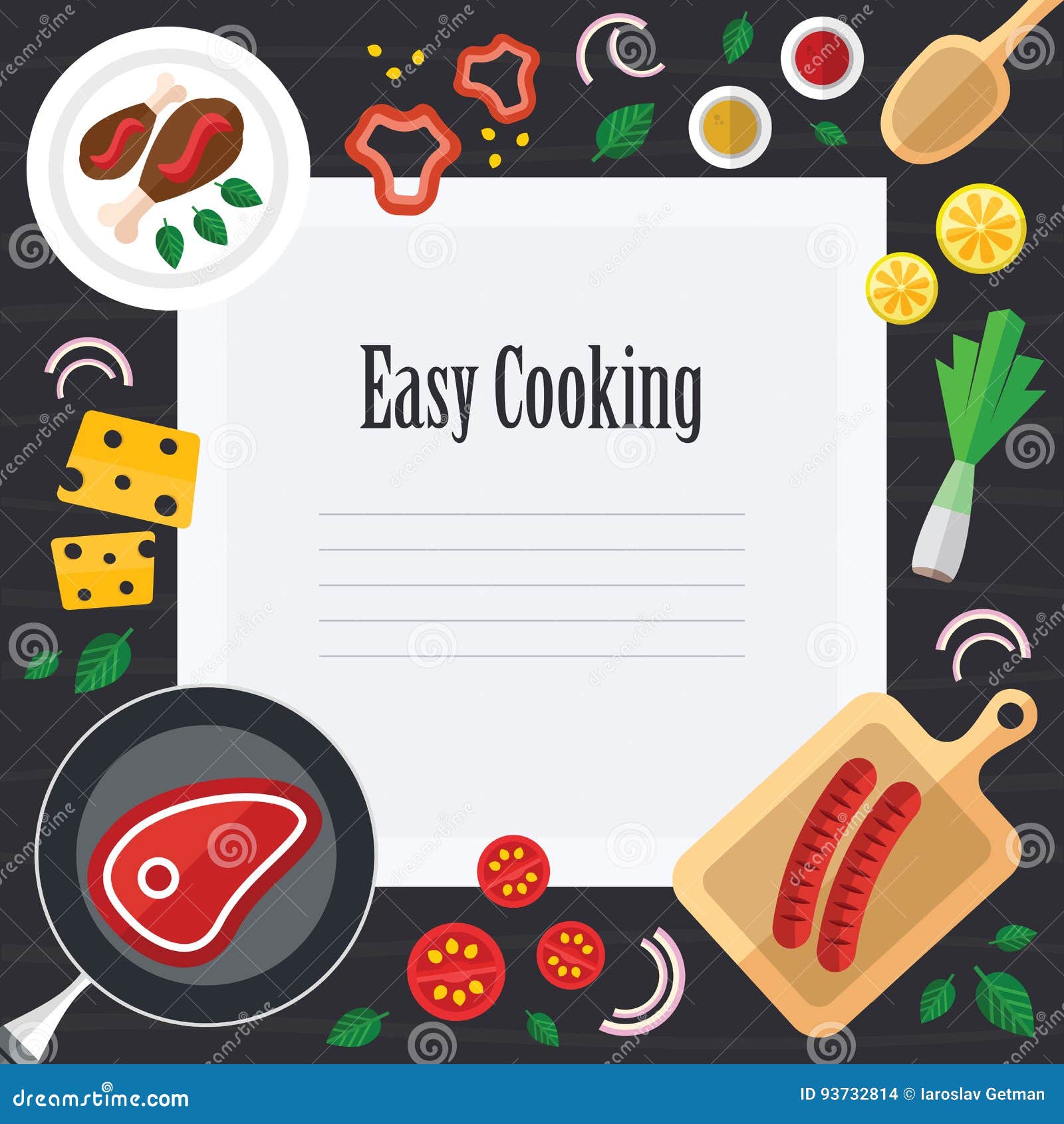 Cooking Illustration with Fresh Food in a Flat Design Stock Vector ...