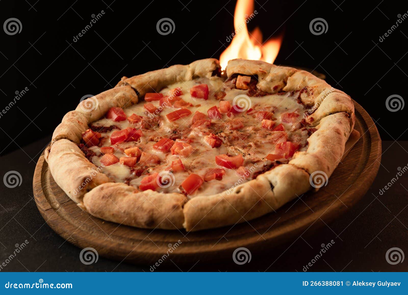 Cooking Indian Pizza. Pizza in Front of the Fire Stock Image - Image of ...
