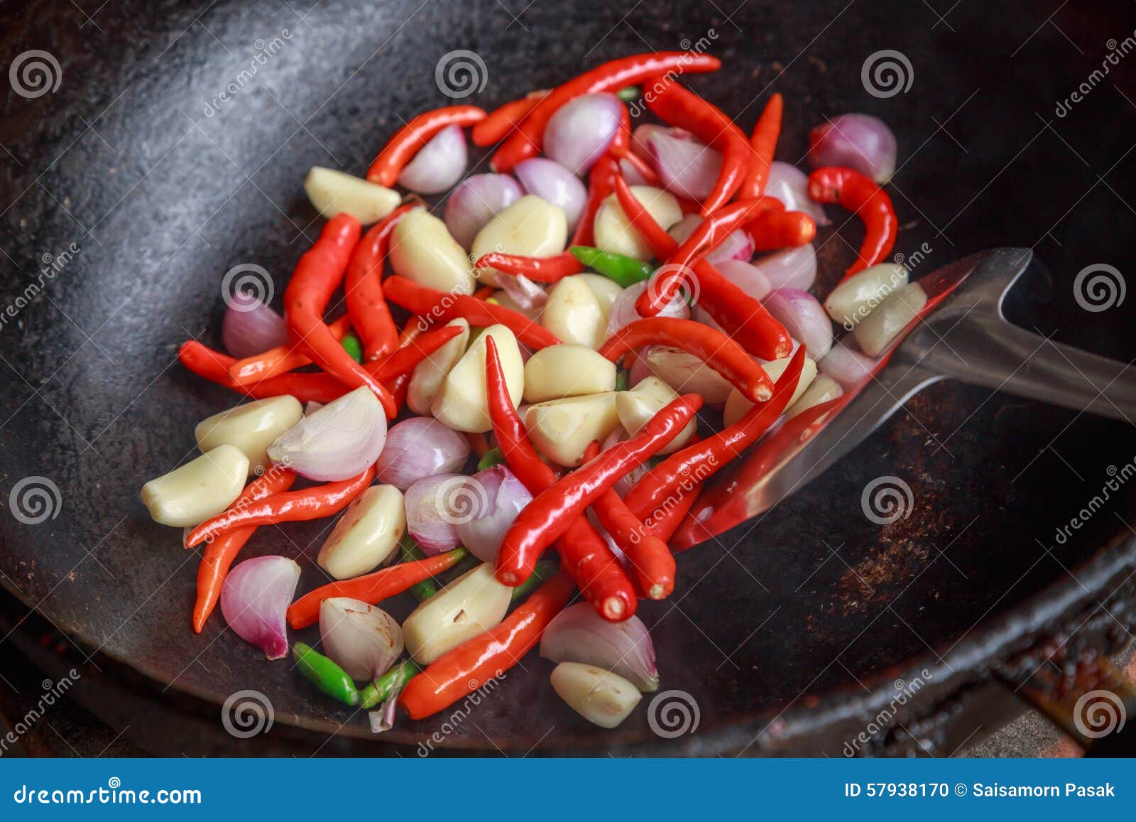 Cooking ingredients in pan stock photo. Image of sauce - 57938170