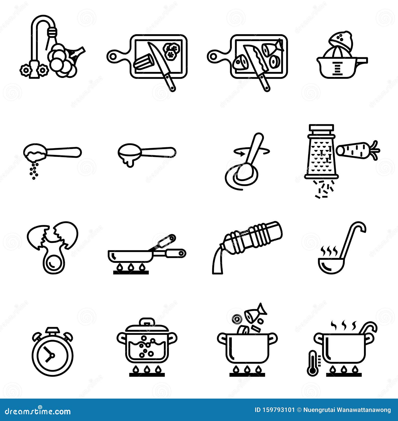 Cooking Instruction Icon Set for You Kitchen, Restaurant or Menu. Stock ...