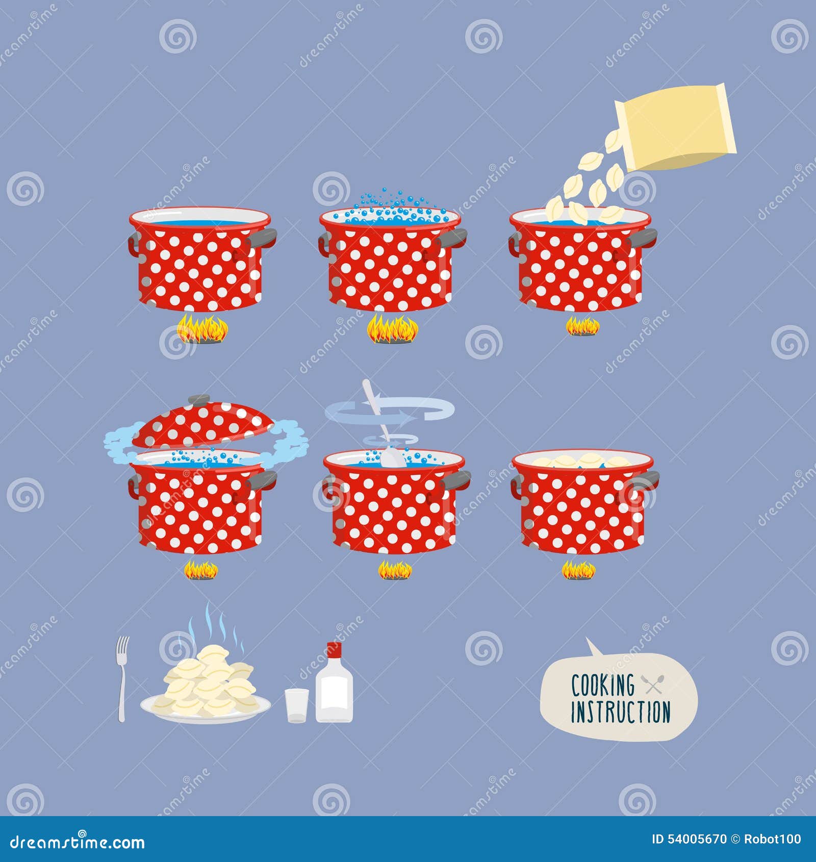 Cooking Instructions. Infographics Of Cooking Dumplings. Vector ...