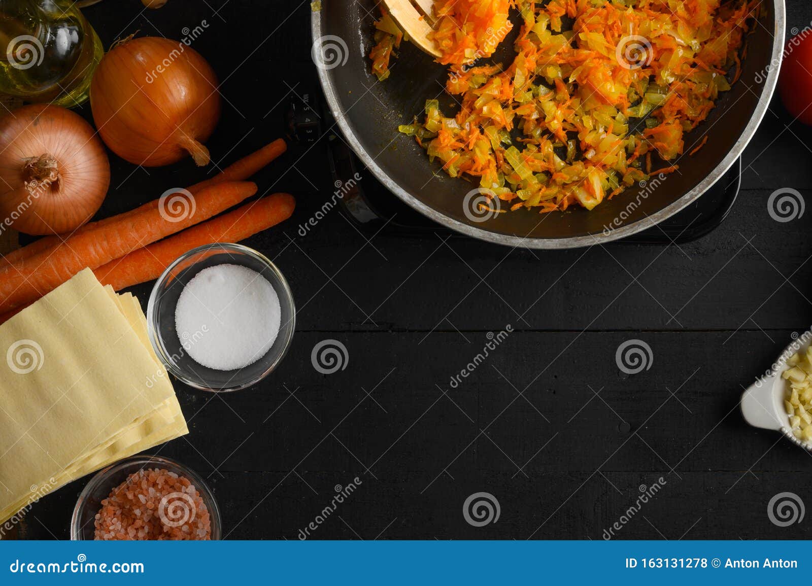 Cooking Italian Lasagna, Background for Design. Cooking Process Top ...
