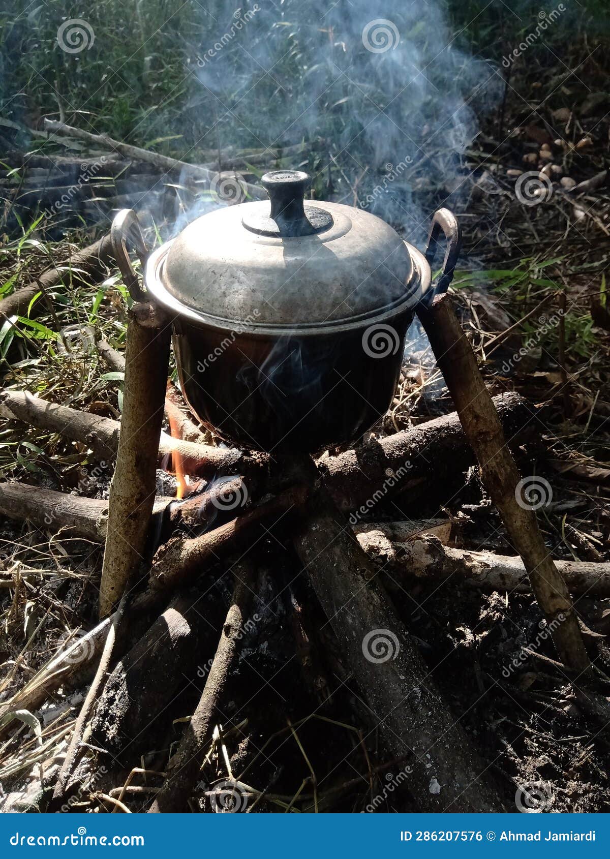 Cooking in the Jungle the Traditional Way. Stock Photo - Image of camp ...