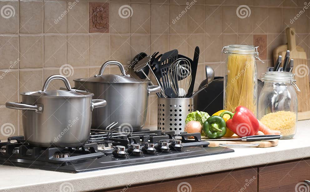 Cooking in a kitchen. stock photo. Image of kitchen, homelike - 28660076