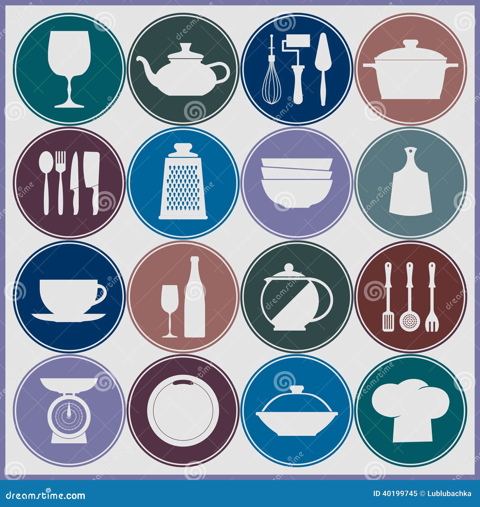 Cooking and Kitchen Dishes Icons Stock Vector - Illustration of food ...