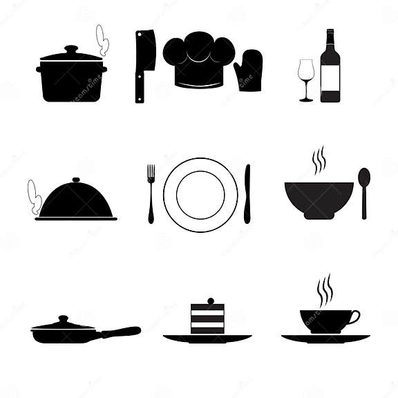 Cooking and kitchen icons stock vector. Illustration of pictogram ...