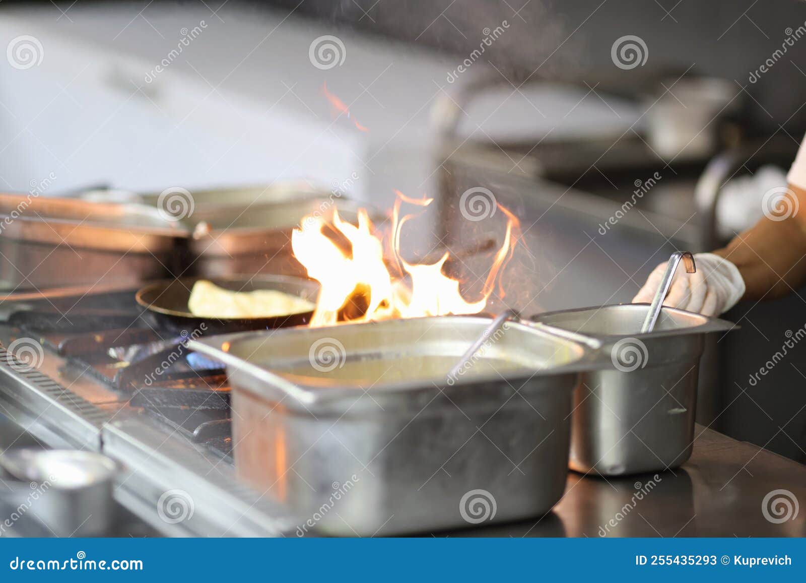 Cooking in the Kitchen in Restaurant on Fire Stock Image - Image of ...