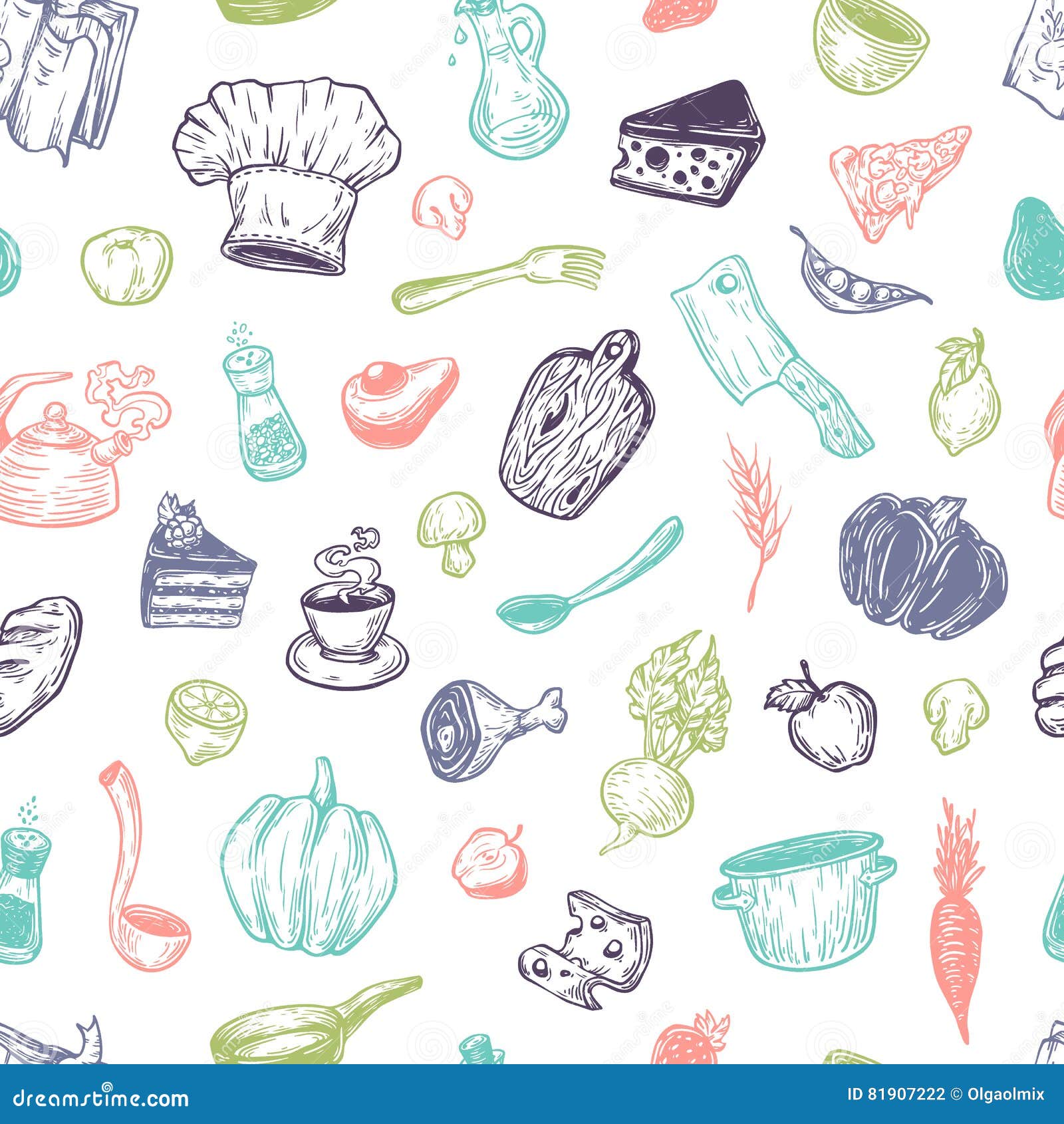 Cooking and Kitchen Tools. Pattern Stock Vector - Illustration of bread ...