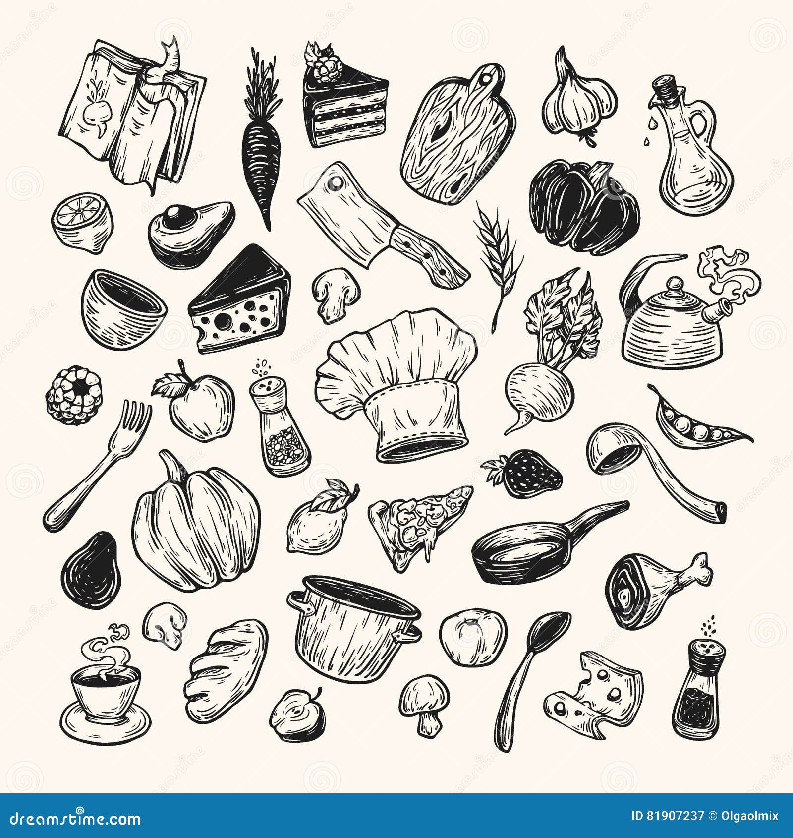 Cooking and Kitchen Tools. Set. Stock Vector - Illustration of dish ...