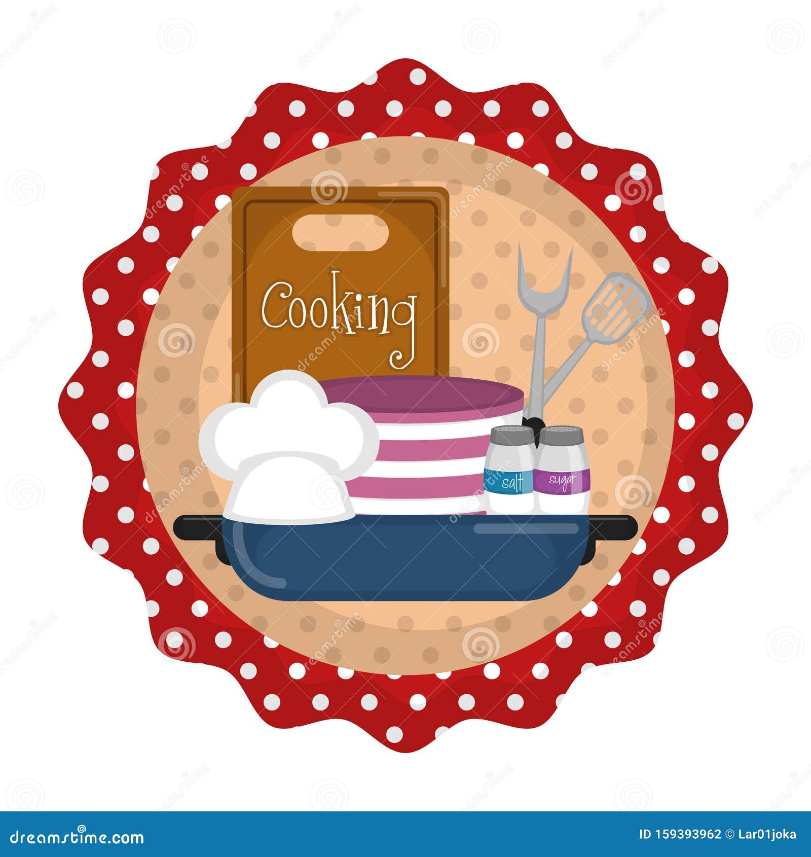 Cooking Label with Kitchen Objects Stock Vector - Illustration of lunch ...