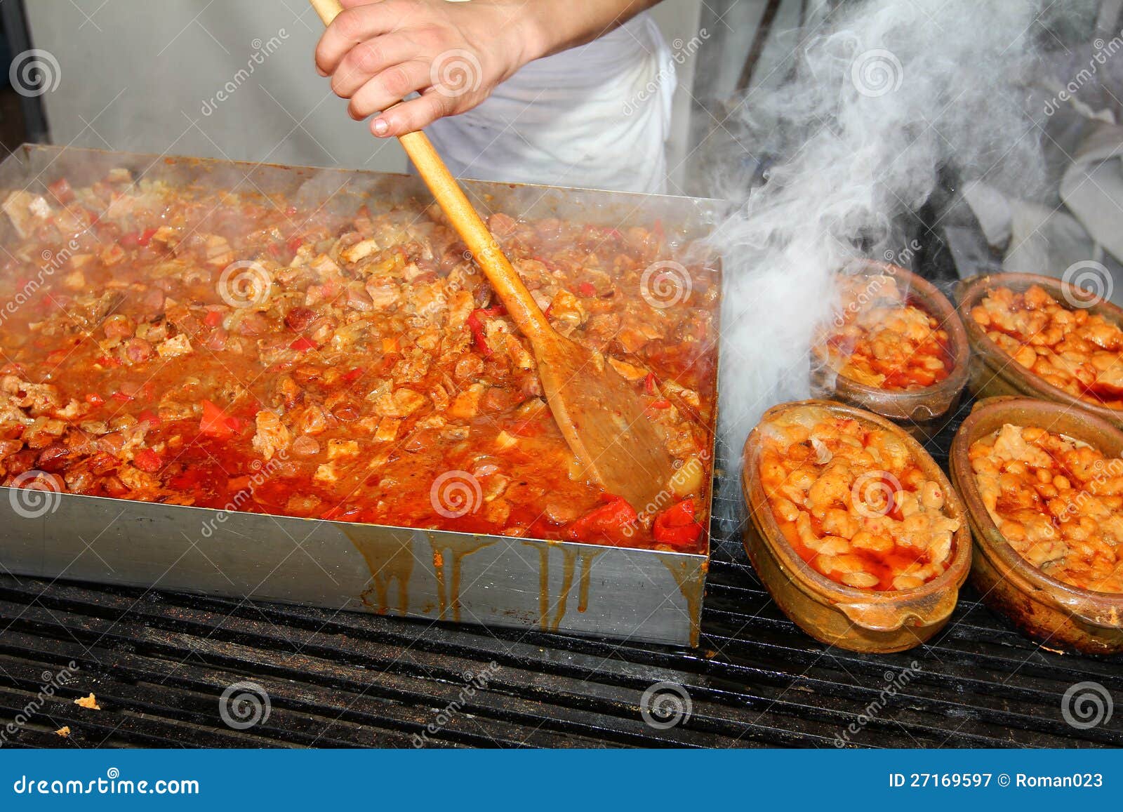 Cooking Large Quantities of Food Stock Image - Image of based, beans ...