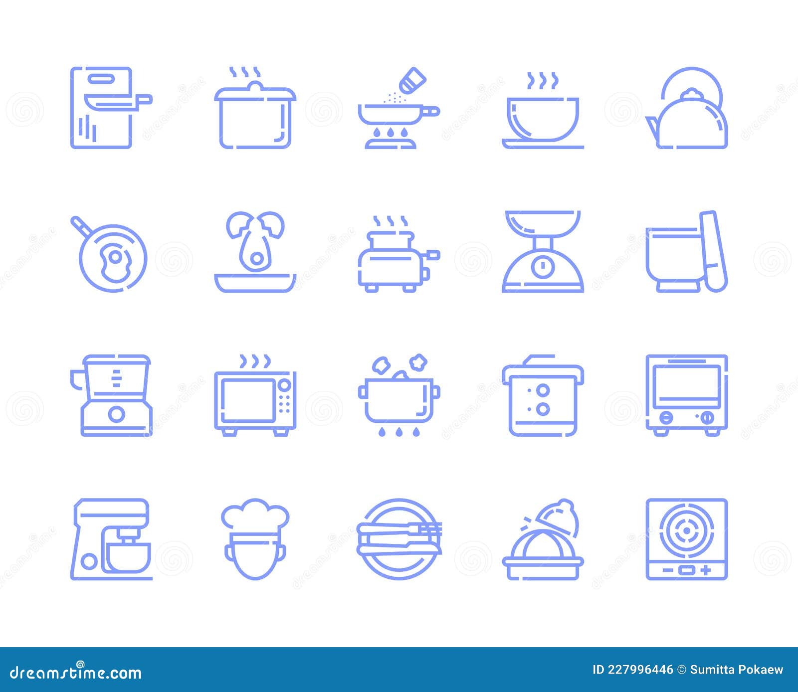 Cooking and Kitchen Line Icon Set Stock Vector - Illustration of oven ...
