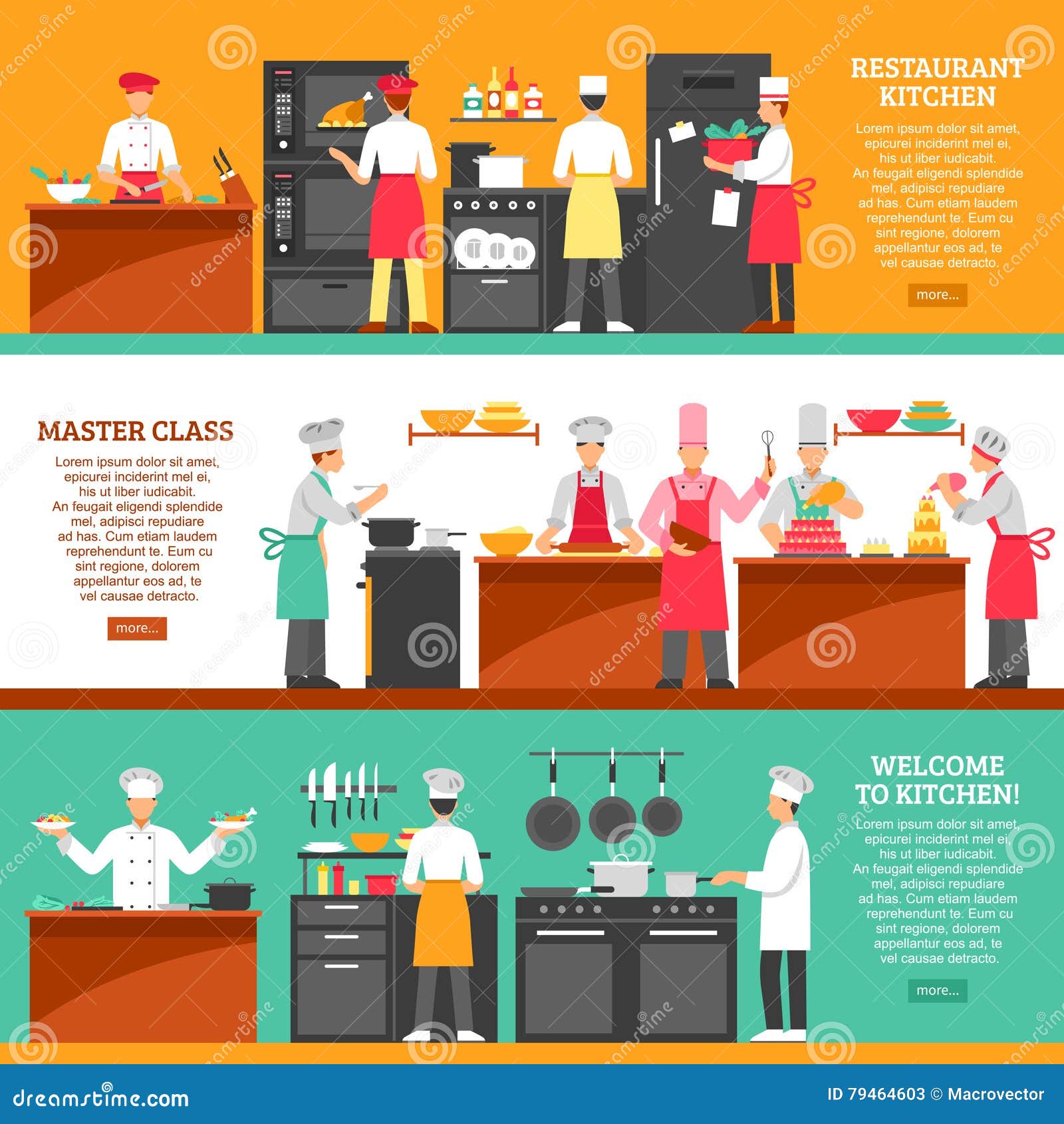 Cooking Master Class Horizontal Banners Stock Vector - Illustration of ...