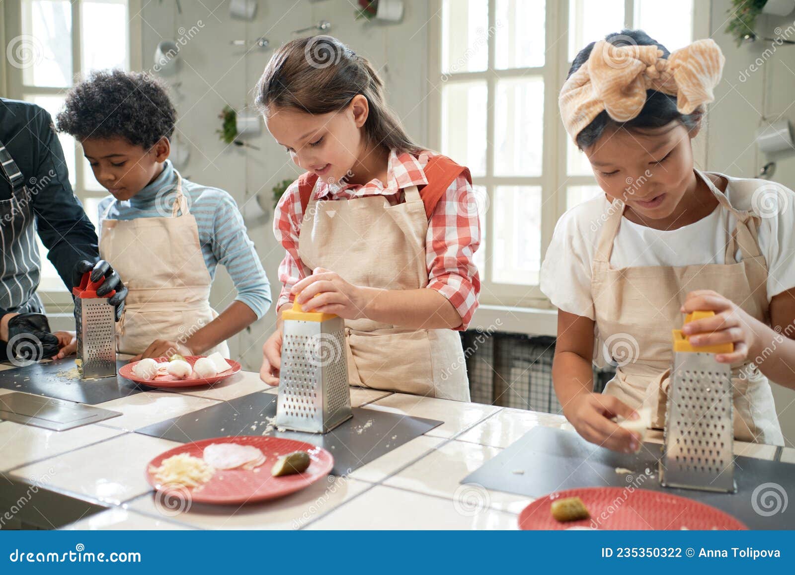 Cooking Masterclass for Children in the Kitchen Stock Photo - Image of ...
