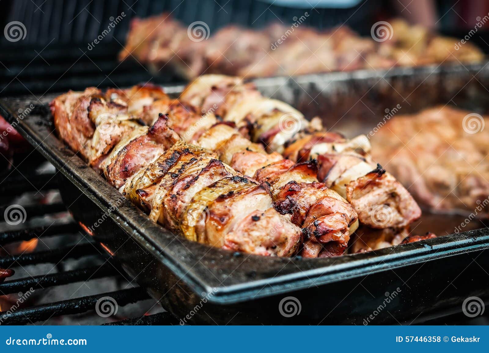 Cooking meat on fire stock photo. Image of outside, fire - 57446358