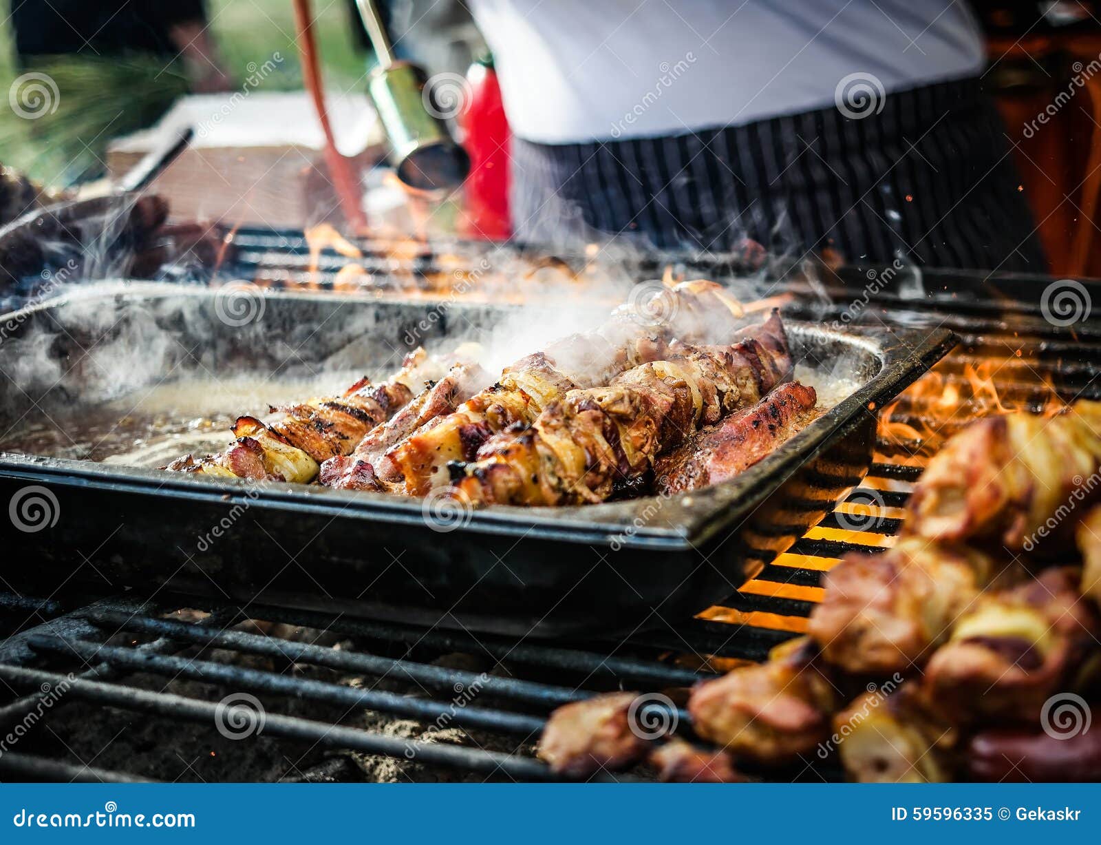Cooking meat on fire stock image. Image of selective - 59596335