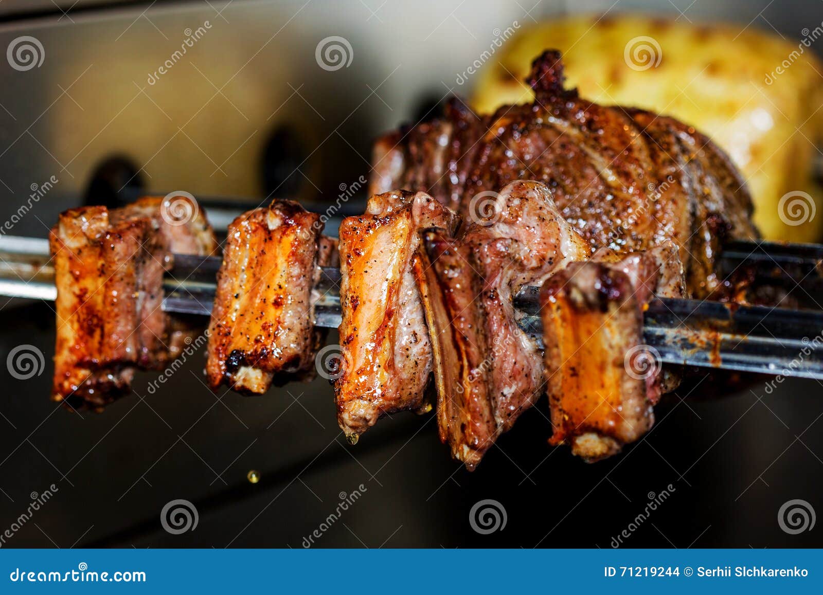 Cooking meat on the fire stock photo. Image of cooking - 71219244