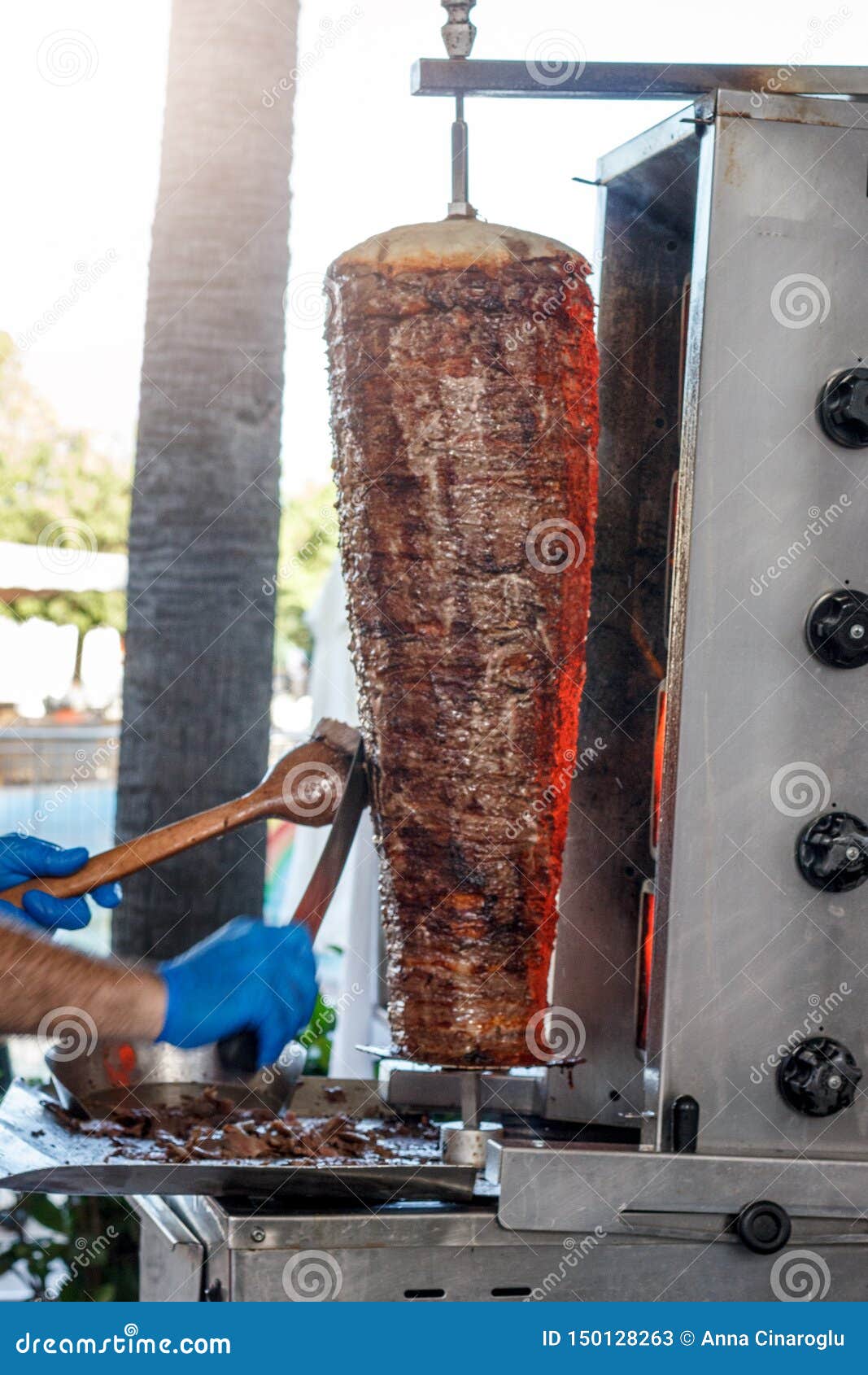 Cooking Meat Kebab Doner in a Turkish Hotel Stock Image - Image of ...