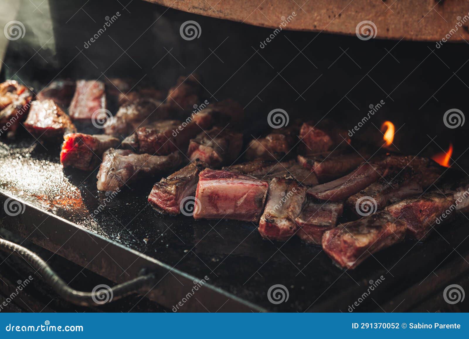 Cooking Meat on a Barbecue Grill Stock Photo - Image of grill, barbecue ...