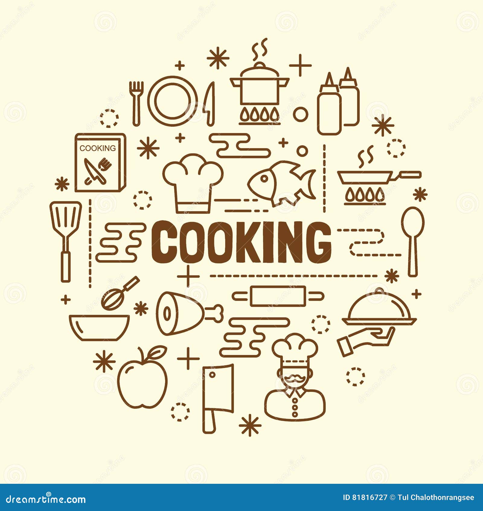 Cooking Minimal Thin Line Icons Set Stock Vector - Illustration of food ...