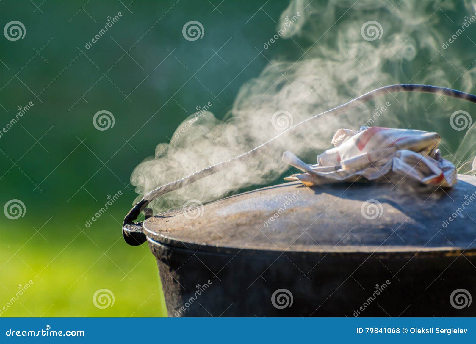 Cooking in the Nature. Cauldron on Fire Stock Photo - Image of hanger ...