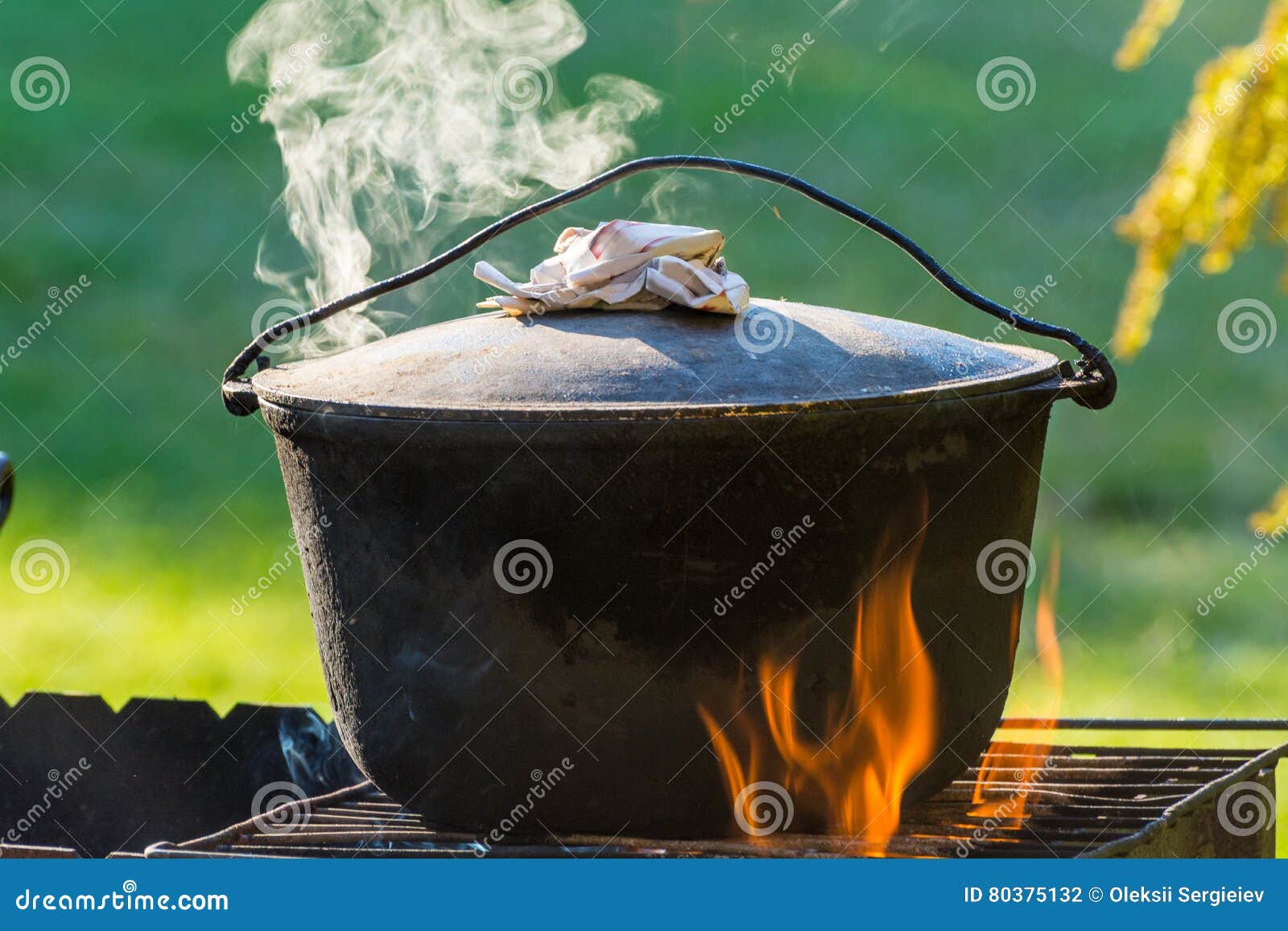 Cooking in the Nature. Cauldron on Fire Stock Photo - Image of cauldron ...