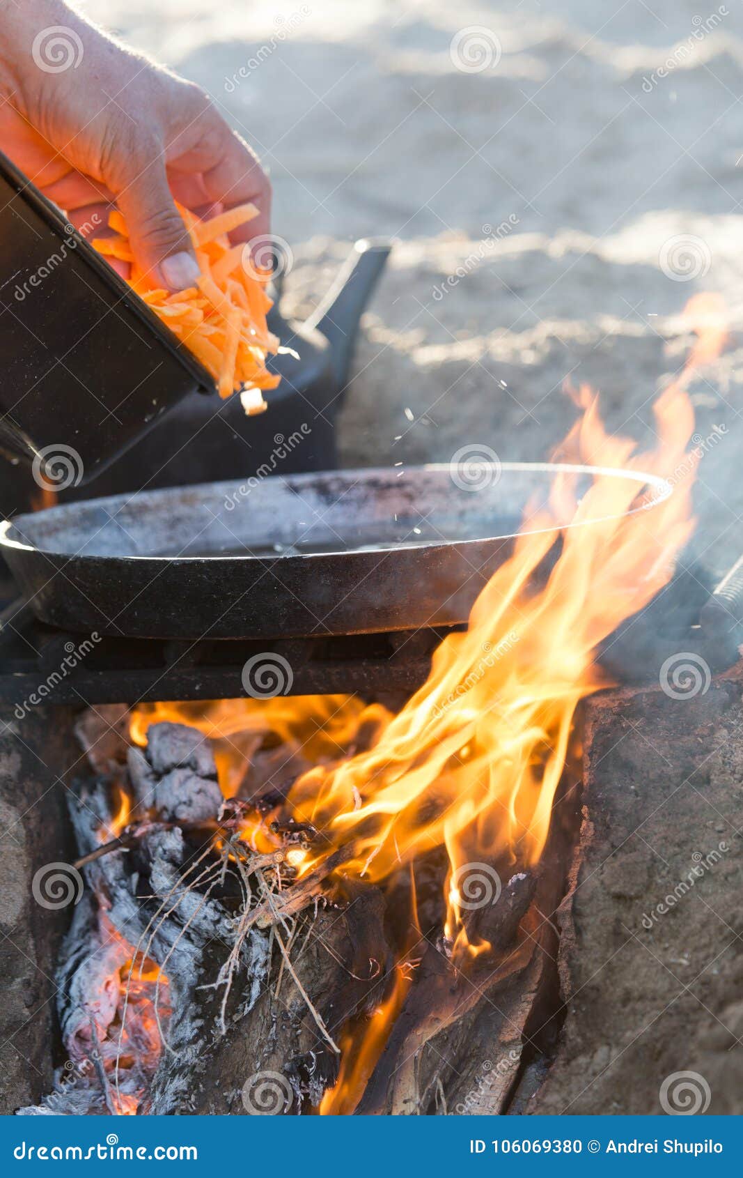 Cooking on the Nature of the Stake Stock Photo - Image of campfire ...