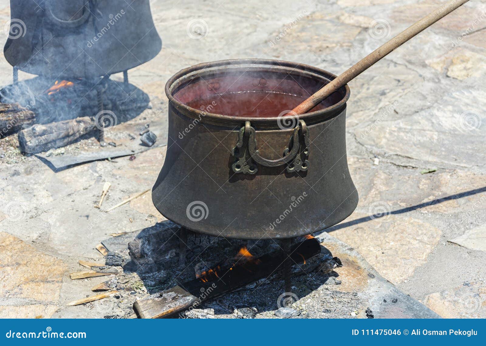 Cooking.old Couldron on Fire Stock Photo - Image of camp, couldron ...