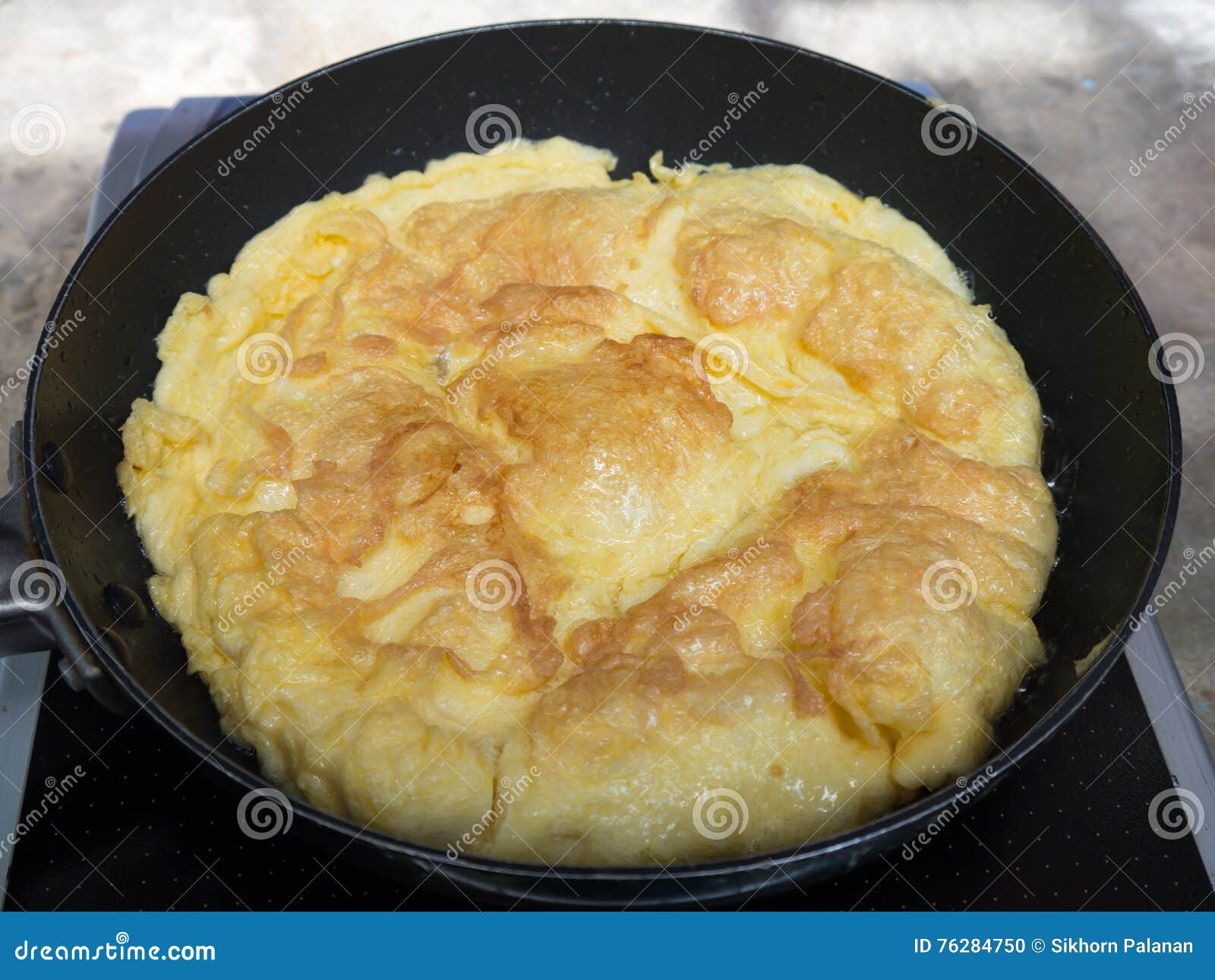Cooking omelet in pan stock photo. Image of meal, chicken - 76284750