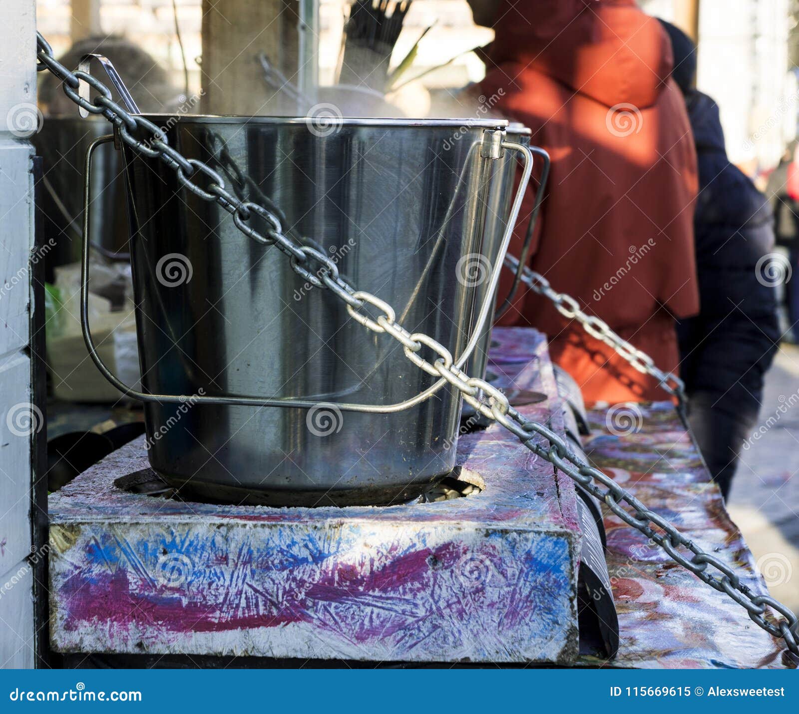 Cooking in the open air stock image. Image of beverage - 115669615