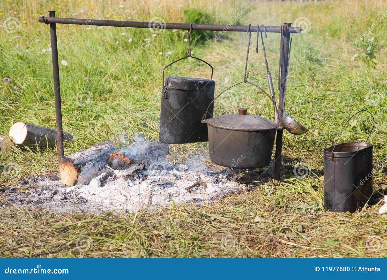 Cooking on an open fire stock photo. Image of fireplace - 11977680