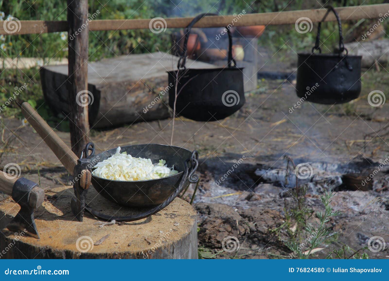 Cooking on an open fire stock photo. Image of aging, fuel - 76824580
