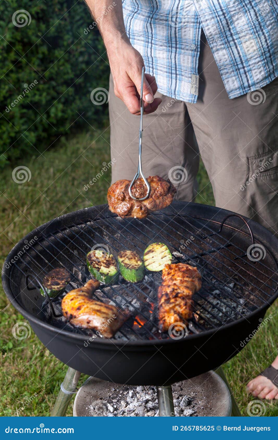 Cooking Out in the Backyard Stock Image - Image of chicken, checkered ...