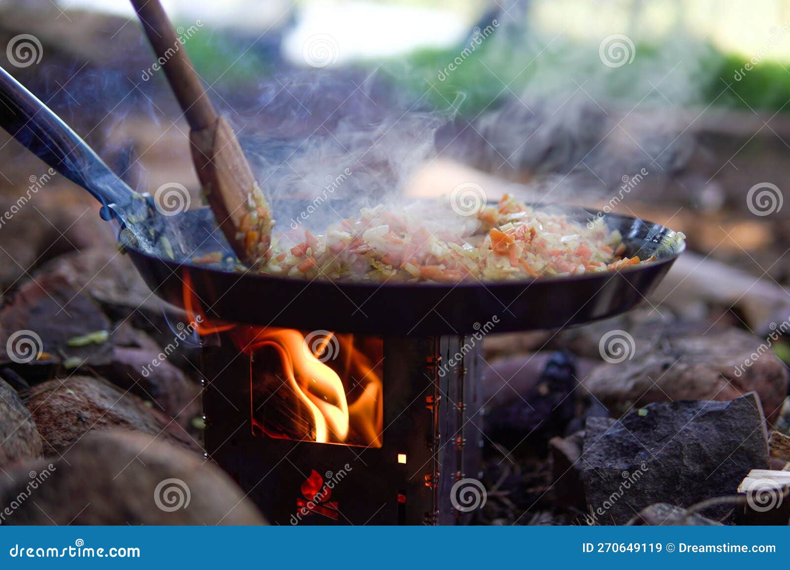 Cooking Over the Fire in the Nature Stock Image - Image of fireplace ...