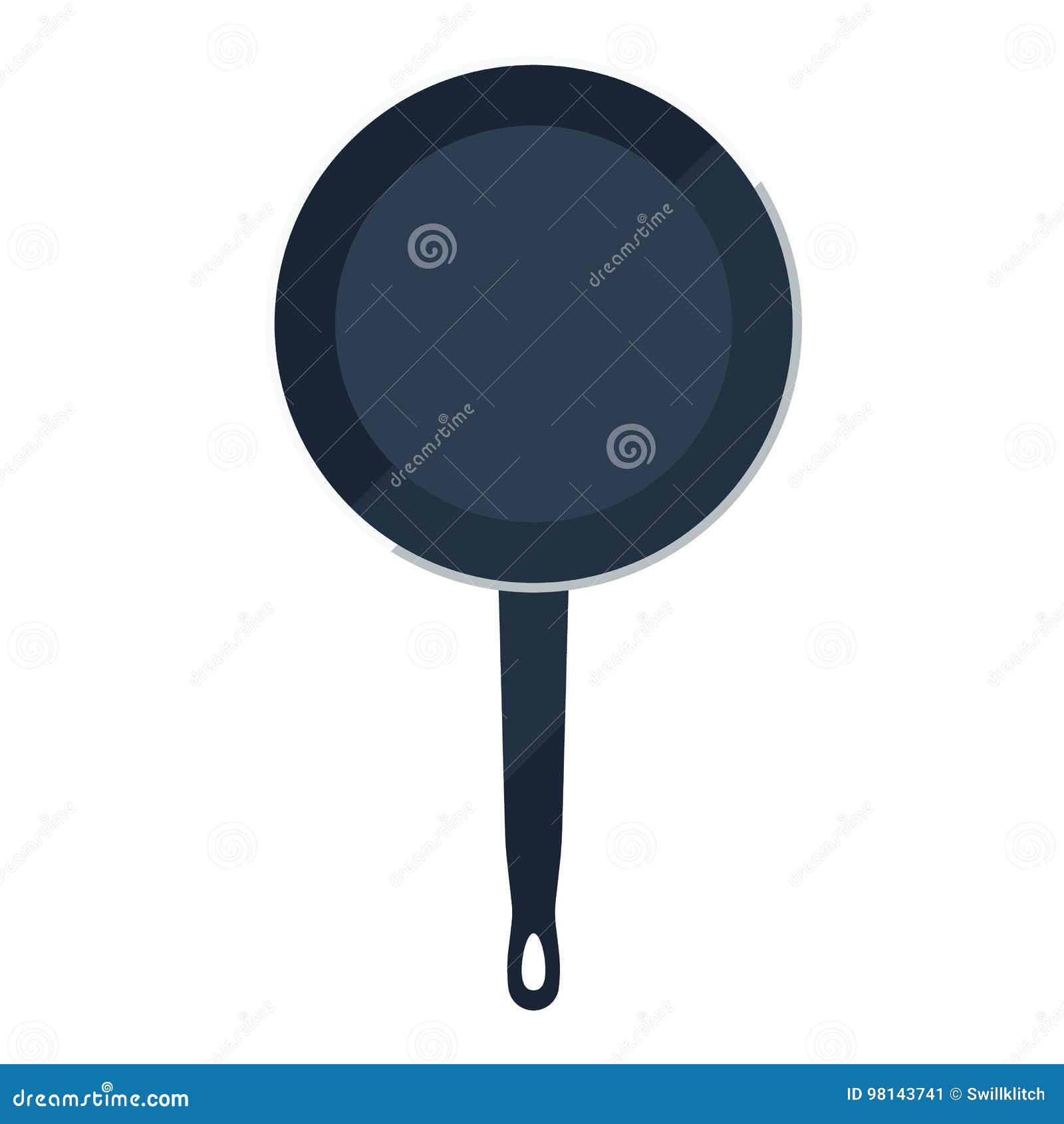 Cooking Pan Flat Icon with Handle Stock Vector - Illustration of empty ...