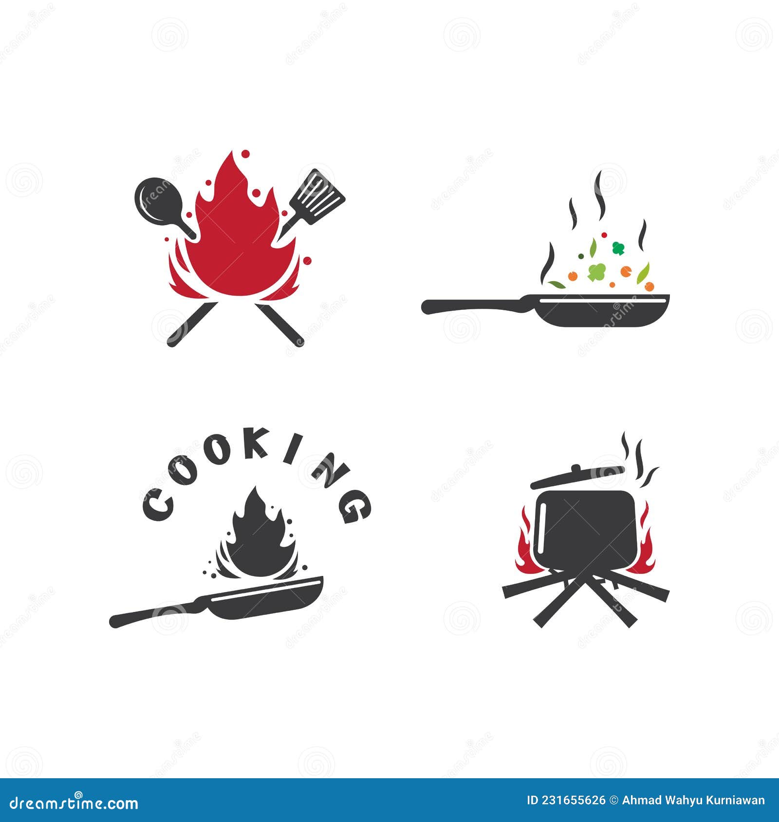 Cooking Pan Restaurant Logo Stock Vector - Illustration of knife, fried ...