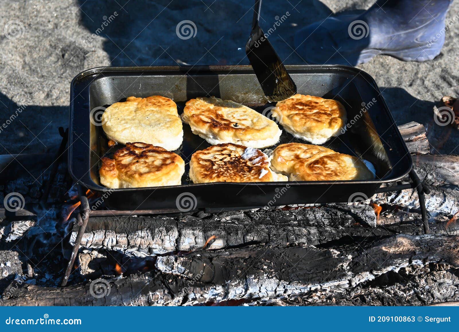 Cooking Pancakes Over the Fire Stock Image - Image of fire, flame ...