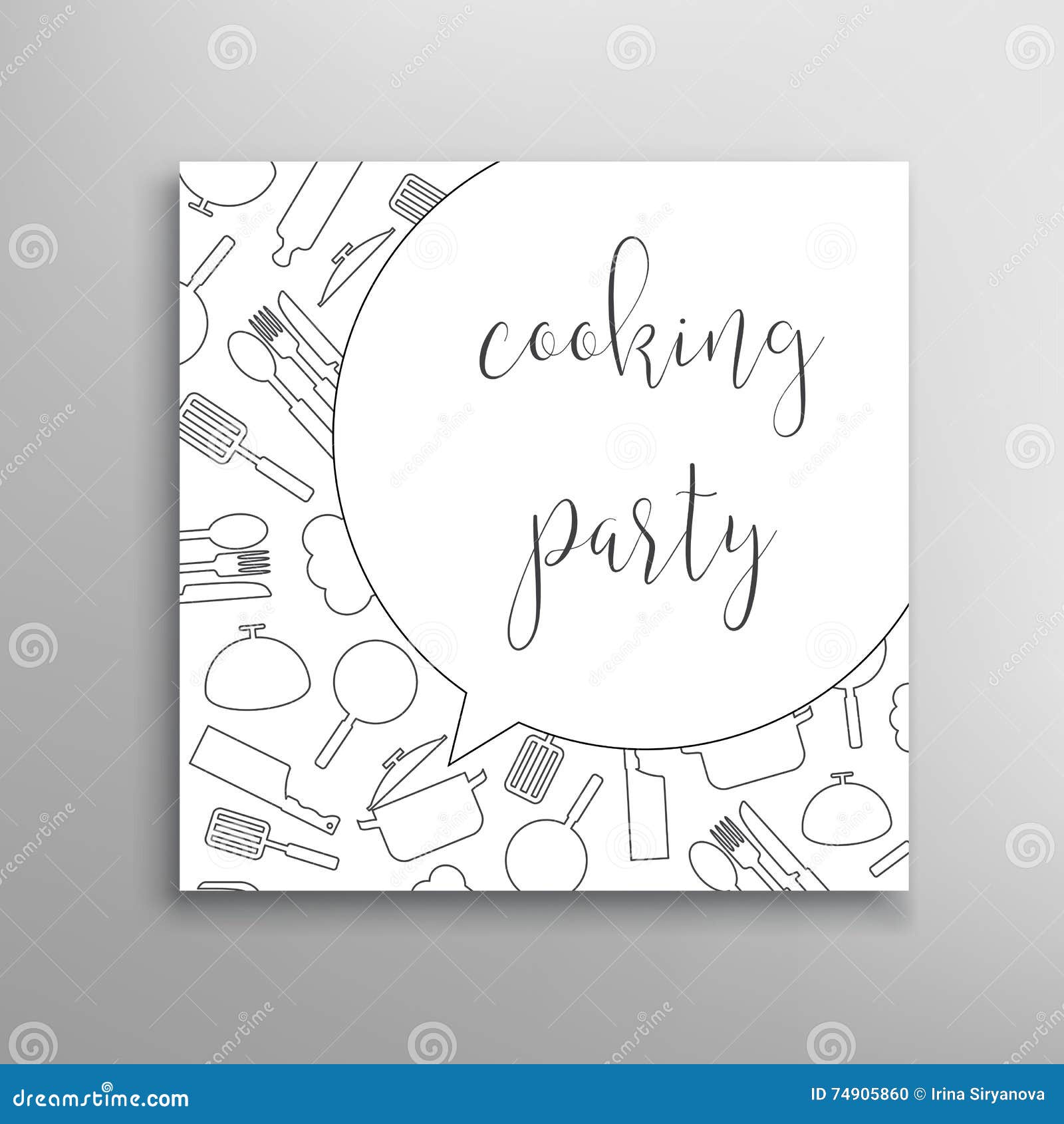 Cooking Party Invitation. Culinary School Vector Template. Stock Vector ...