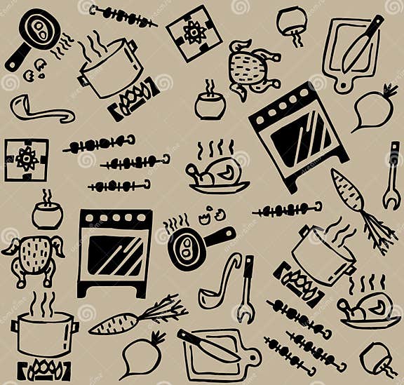 Cooking pattern stock vector. Illustration of cook, hamburger - 11961233