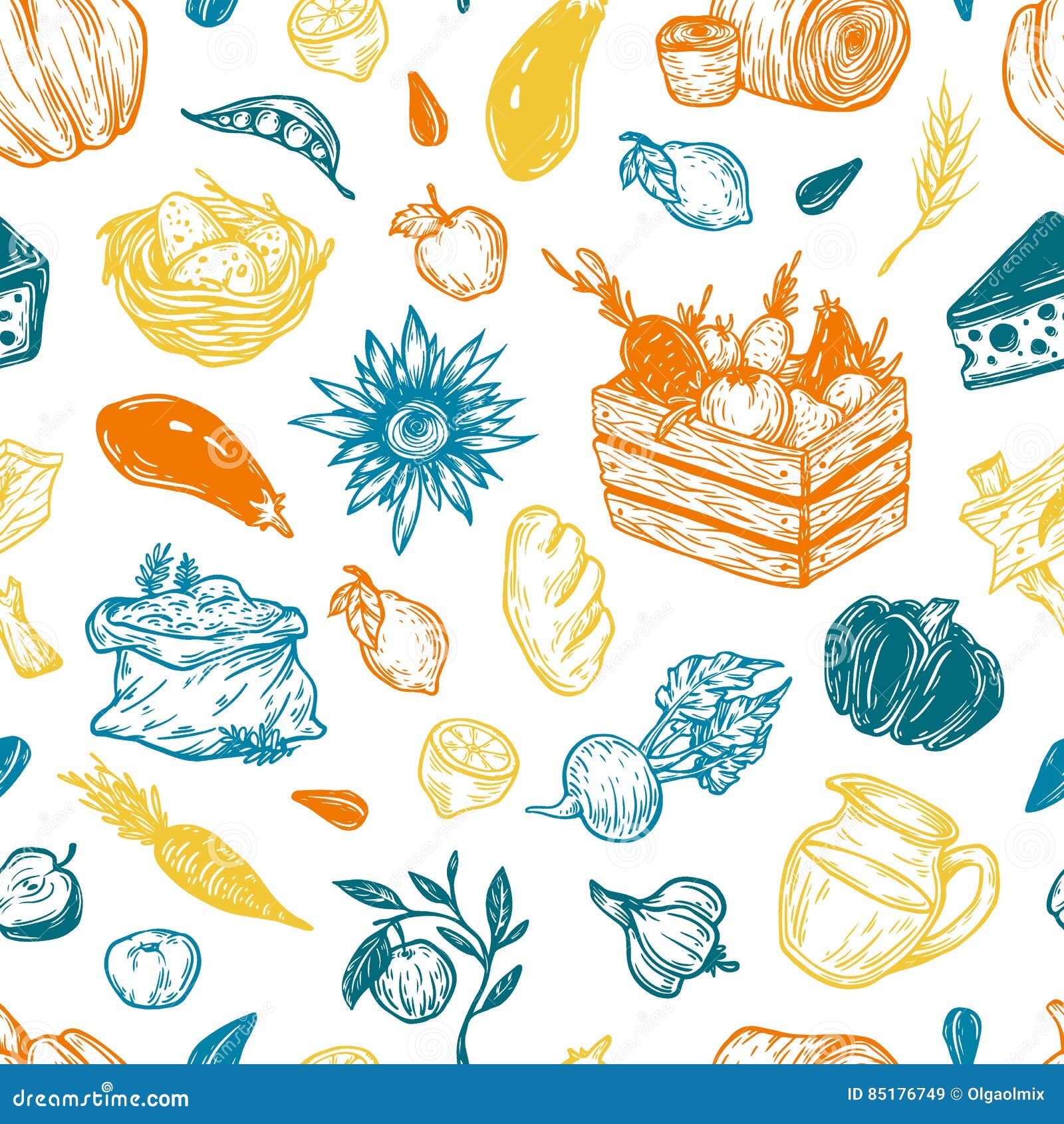 Cooking pattern. stock vector. Illustration of bread - 85176749