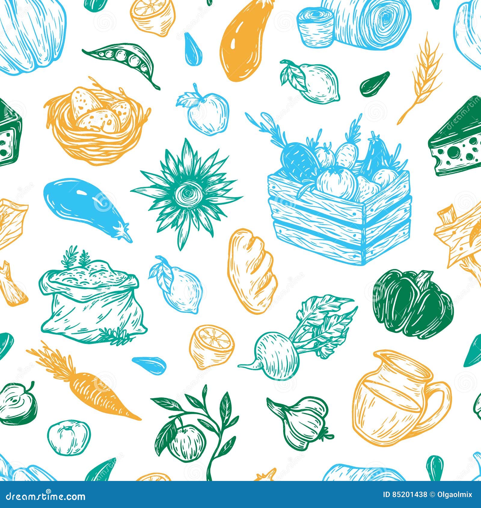 Cooking pattern. stock vector. Illustration of grain - 85201438