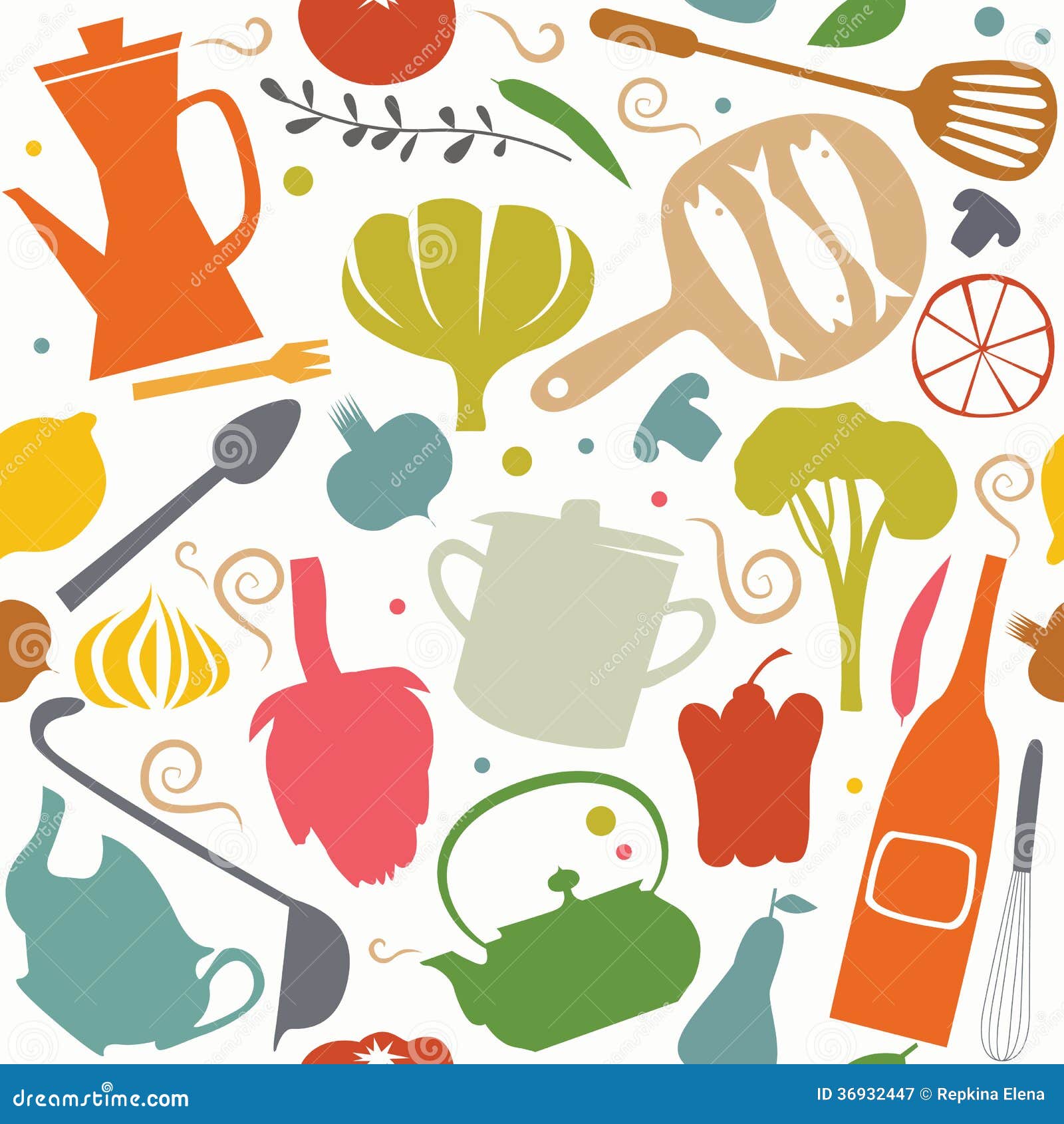 Cooking pattern stock vector. Illustration of fish, dishware - 36932447