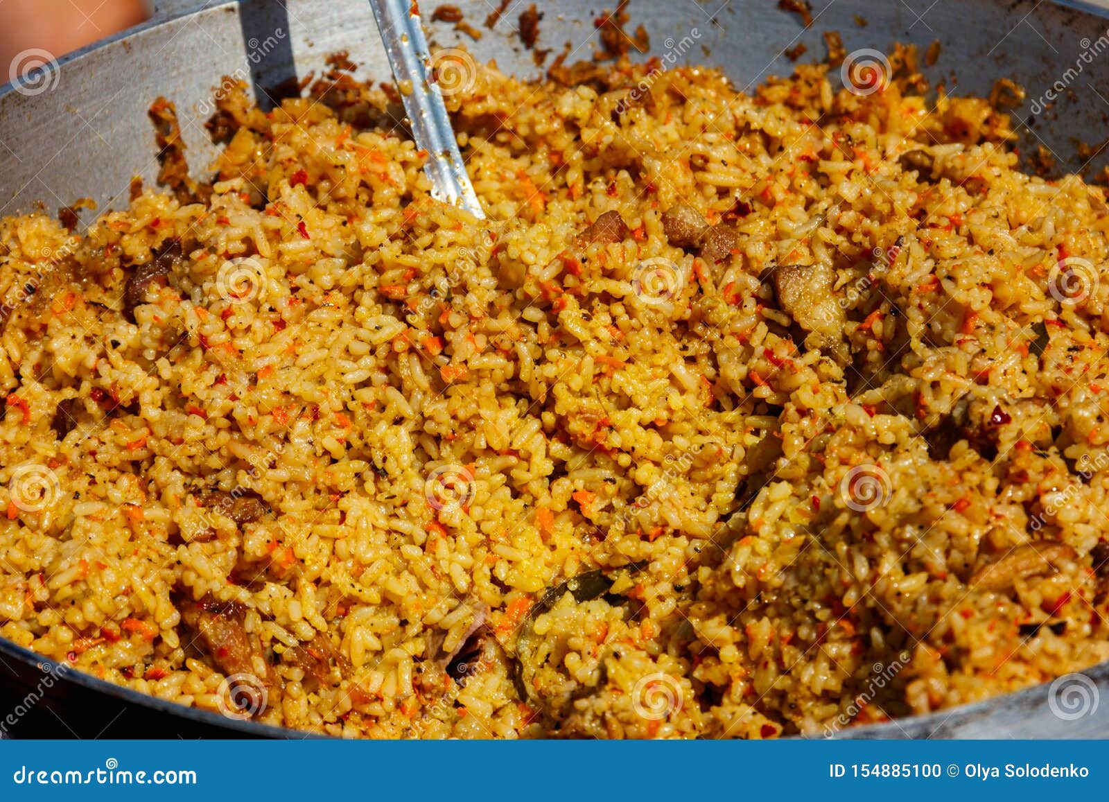 Cooking of Pilaf with Meat and Spices Stock Photo - Image of cooked ...