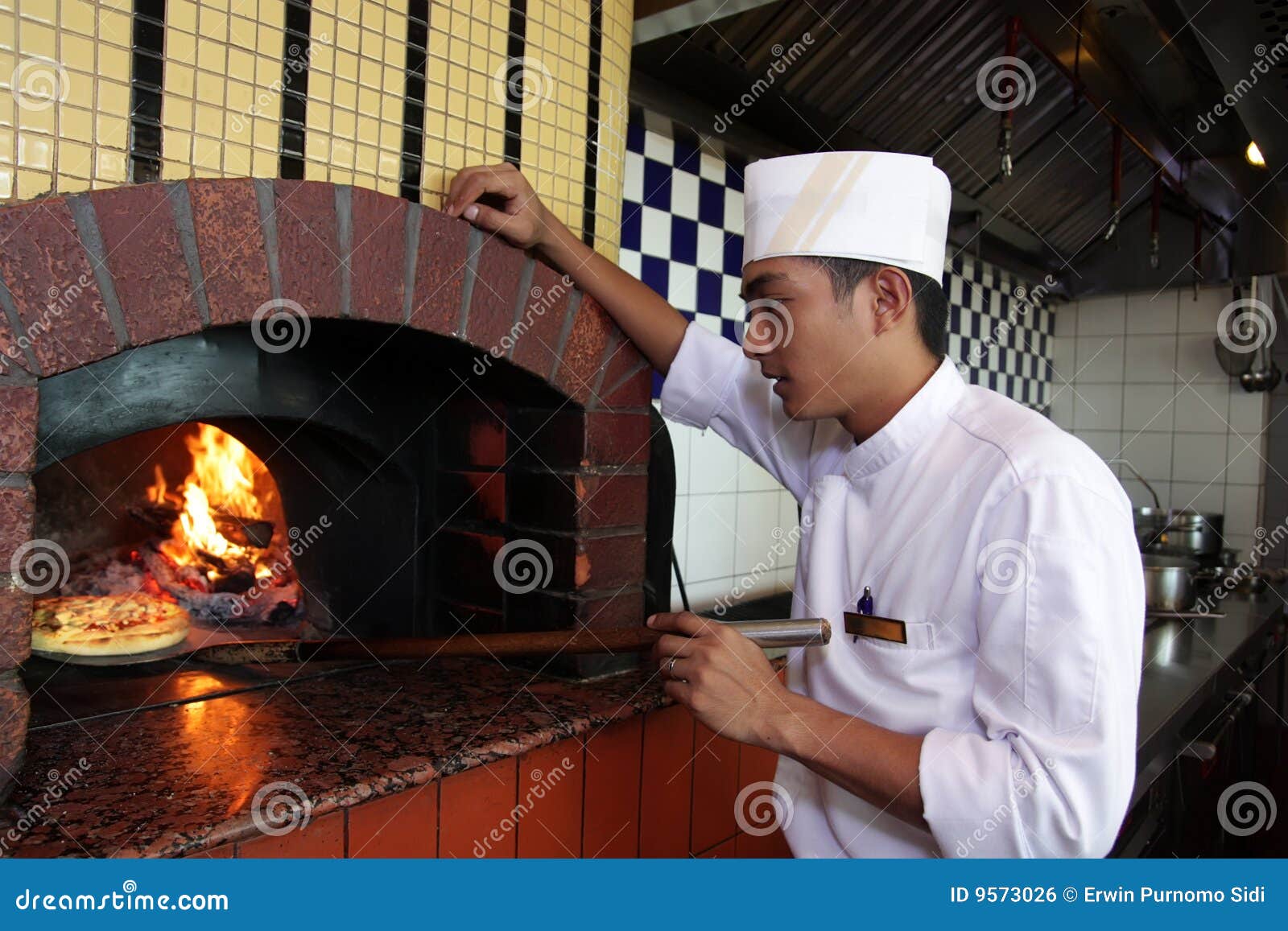 Cooking pizza stock photo. Image of making, asia, pose - 9573026