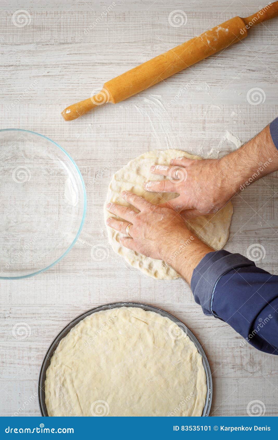 Cooking Pizza Dough on the Wooden Table Stock Image - Image of italian ...