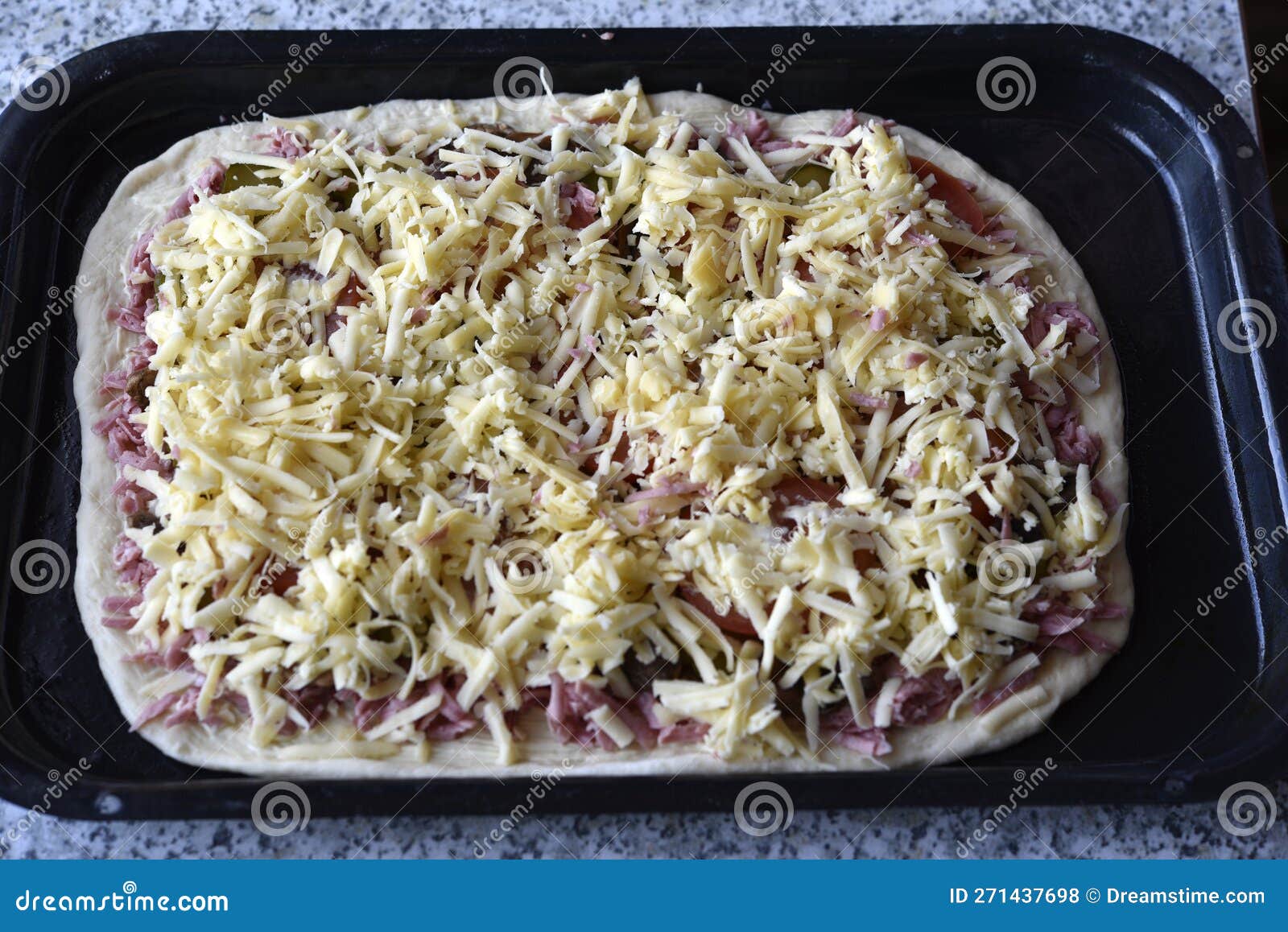 Cooking Pizza at Home. Raw Pizza Dough Stock Photo - Image of meal ...