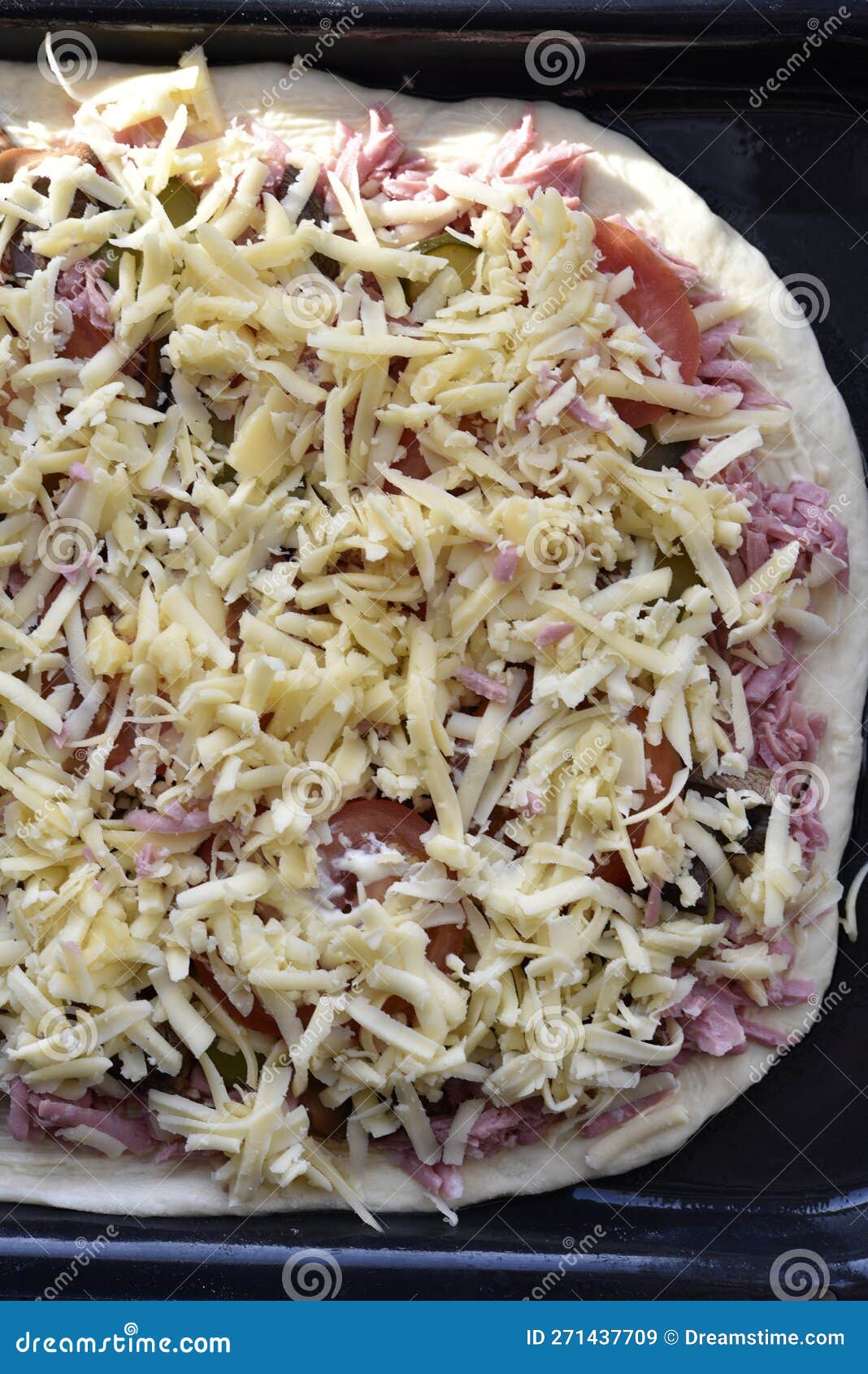 Cooking Pizza at Home. Raw Pizza Dough Stock Image - Image of ...