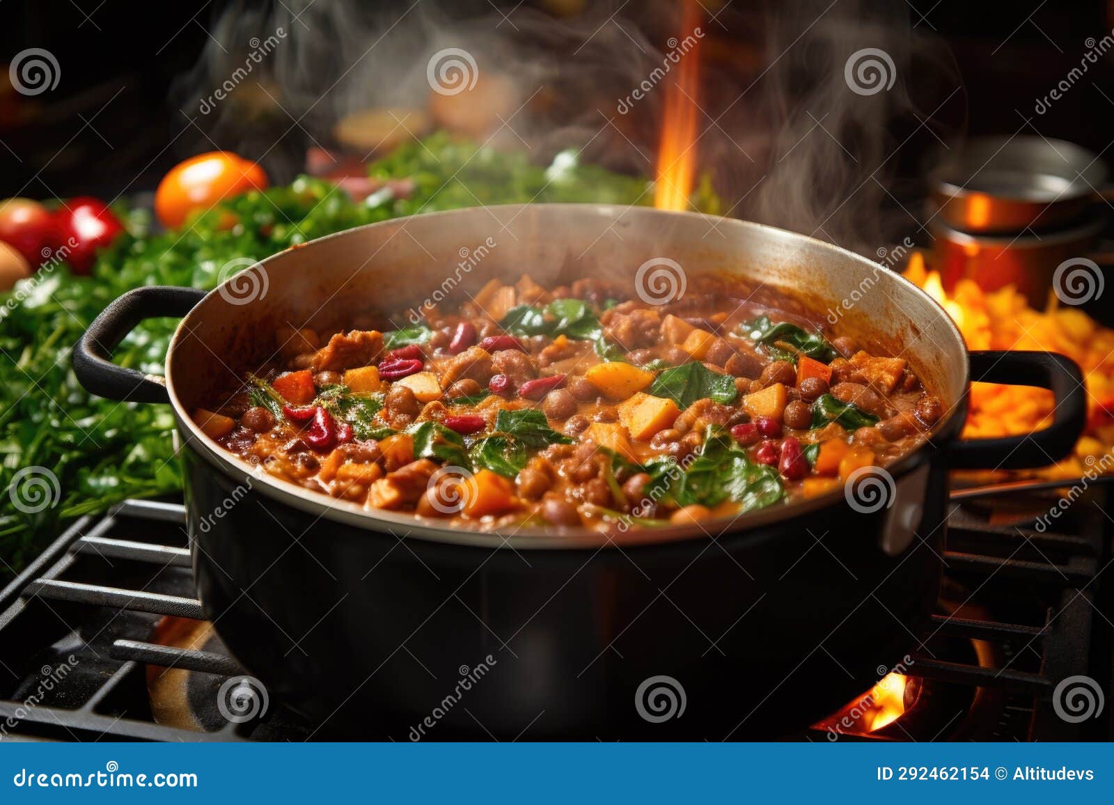 Cooking Pot with Bubbling Stew for Kwanzaa Feast Stock Photo - Image of ...