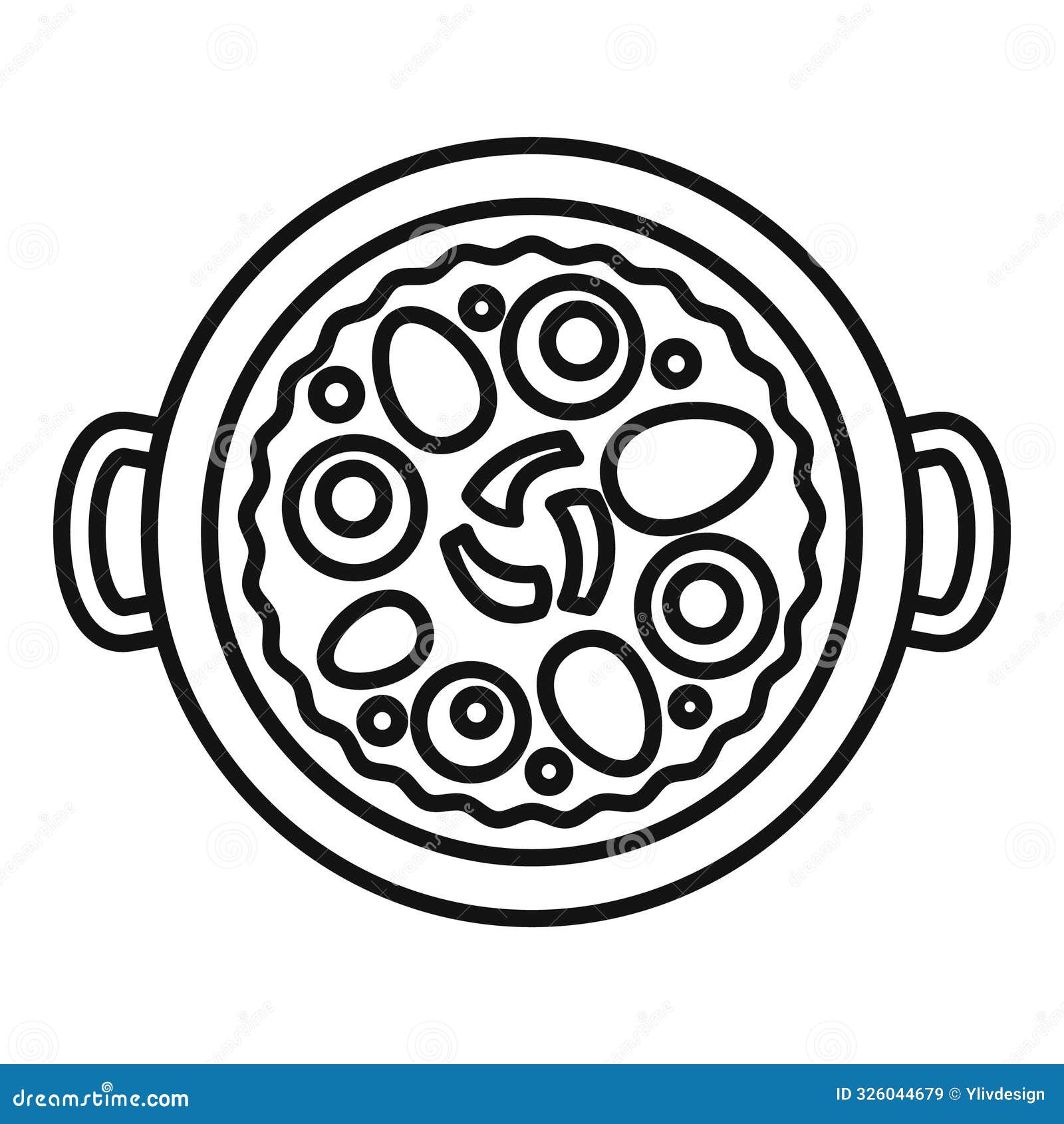 Cooking Pot with Food Top View Line Icon Cooking Process Stock ...