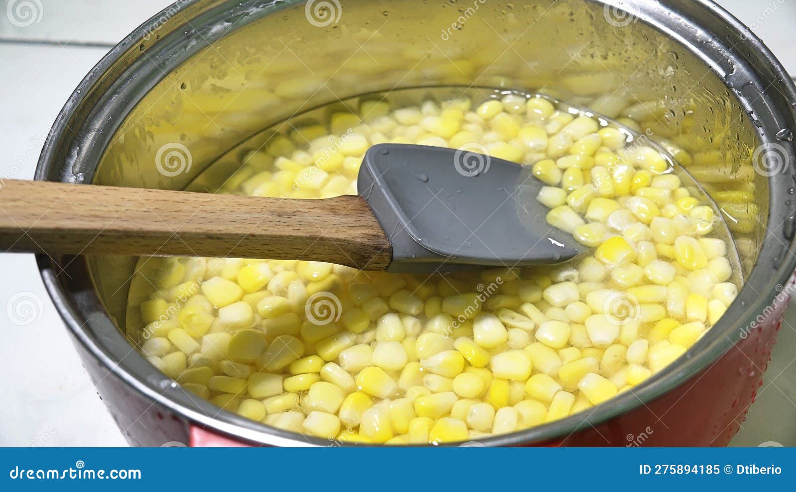 Cooking Pot with Kernel Corn and Spoon Stock Image - Image of kernel ...